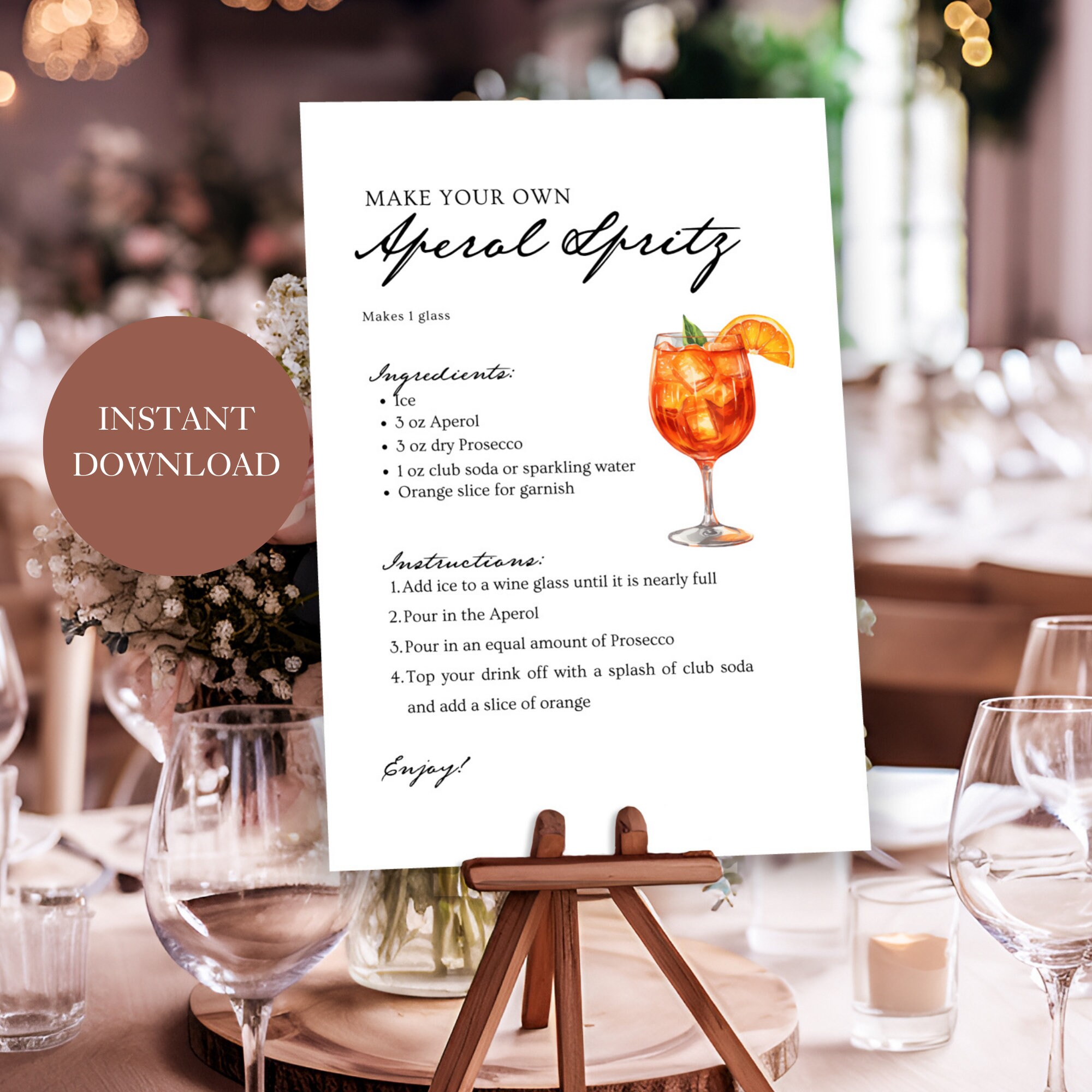 Make Your Own Aperol Spritz Recipe Card, DIY Aperol Spritz Recipe Sign ...