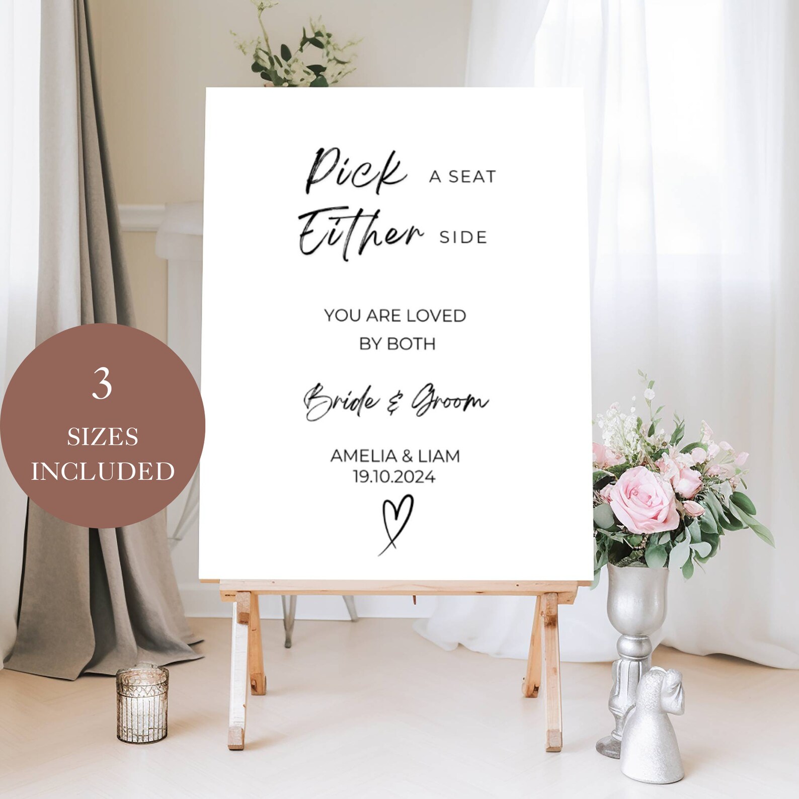 Pick A Seat Either Side Sign | No Assigned Seating Sign | Open Seating ...