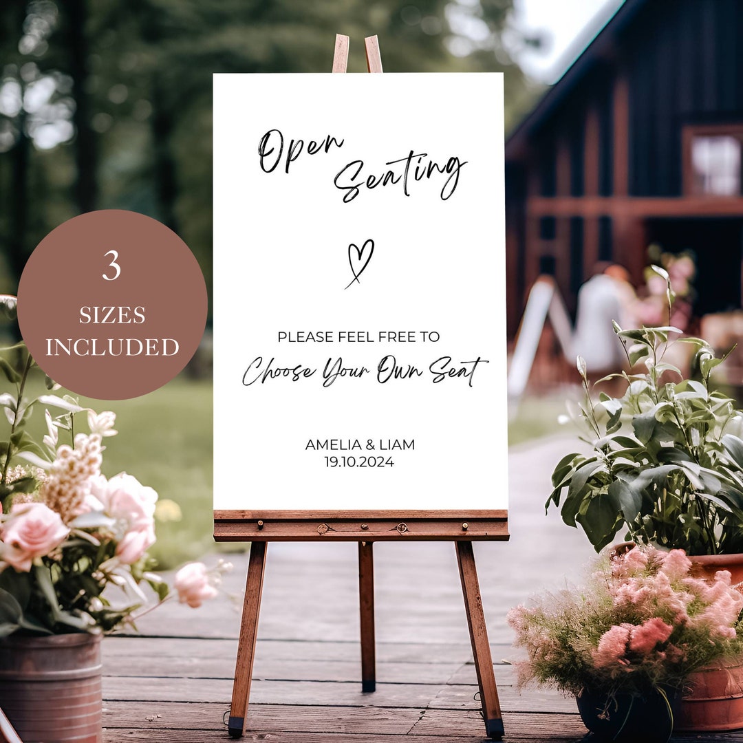 No Assigned Seating Sign | Open Seating Sign Template | Sit Wherever A1 ...