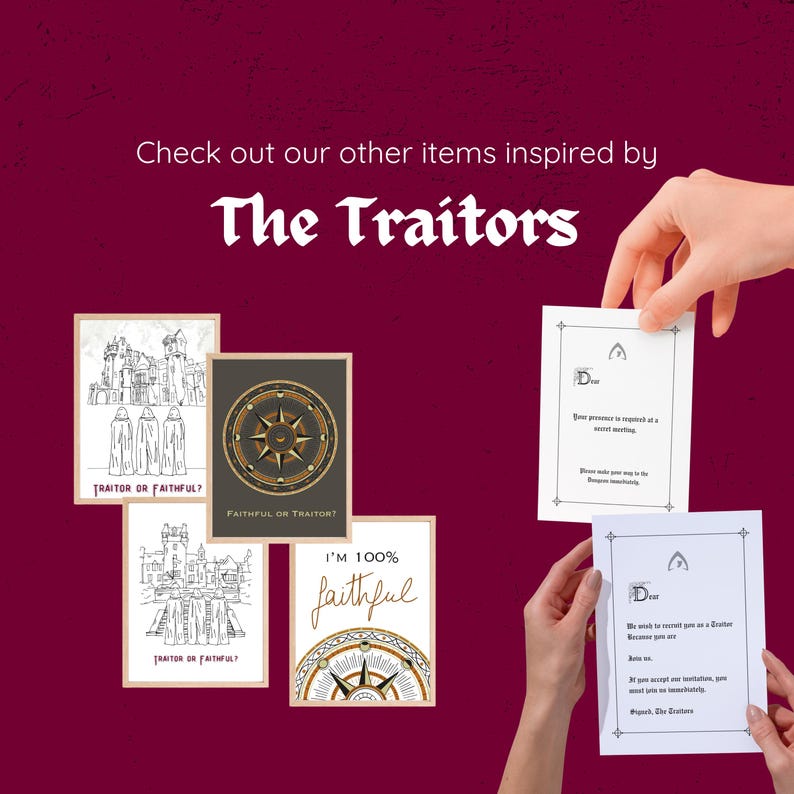 Traitors Game Night Invitation Printable | Faithful Vs Traitor | Murder ...