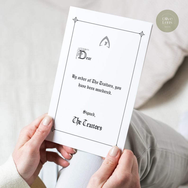 The Traitors Murder Letter Template | Editable Canva PDF | A4 & US ...