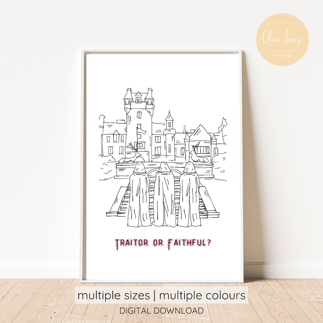 The Traitors TV Show Art Print: Ardross Castle, Cloaks Line Art ...
