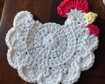 Chicken / Hen Coasters Set of 4, Farmhouse Decor, Rooster, Housewarming ...