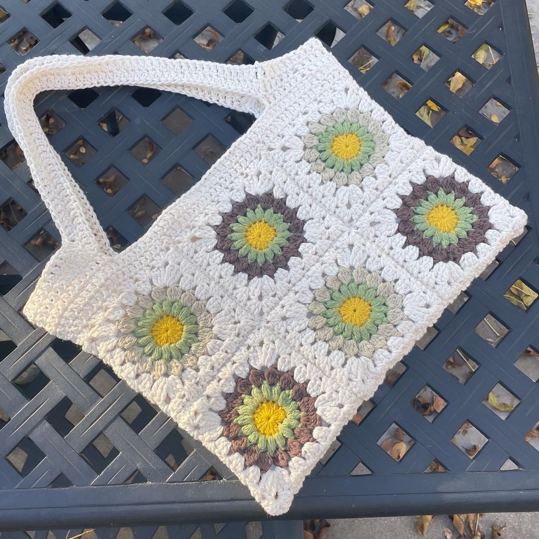 Crochet Granny Square Tote Bag - Etsy