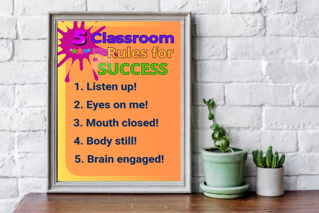 5 Class Rules for Success. Printable Classroom Decor: Fun & Engaging ...