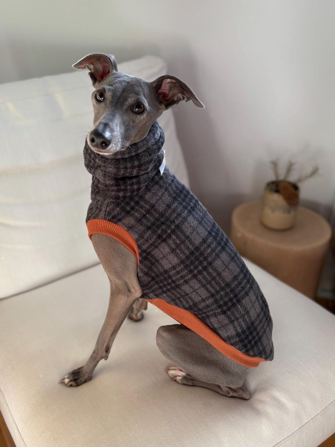 Whippet - Grey Plaid Polar Fleece Vest - Etsy