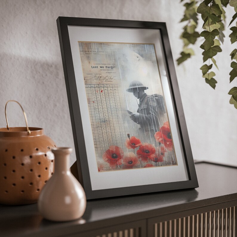 ANZAC Day Commemorative Poster:vintage Rainy Day Tribute 3 ,black ...