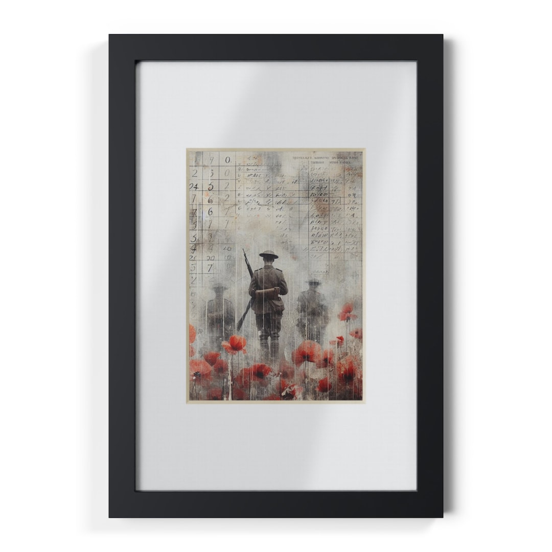 ANZAC Day Commemorative Poster:vintage Rainy Day Tribute 2,black Framed ...