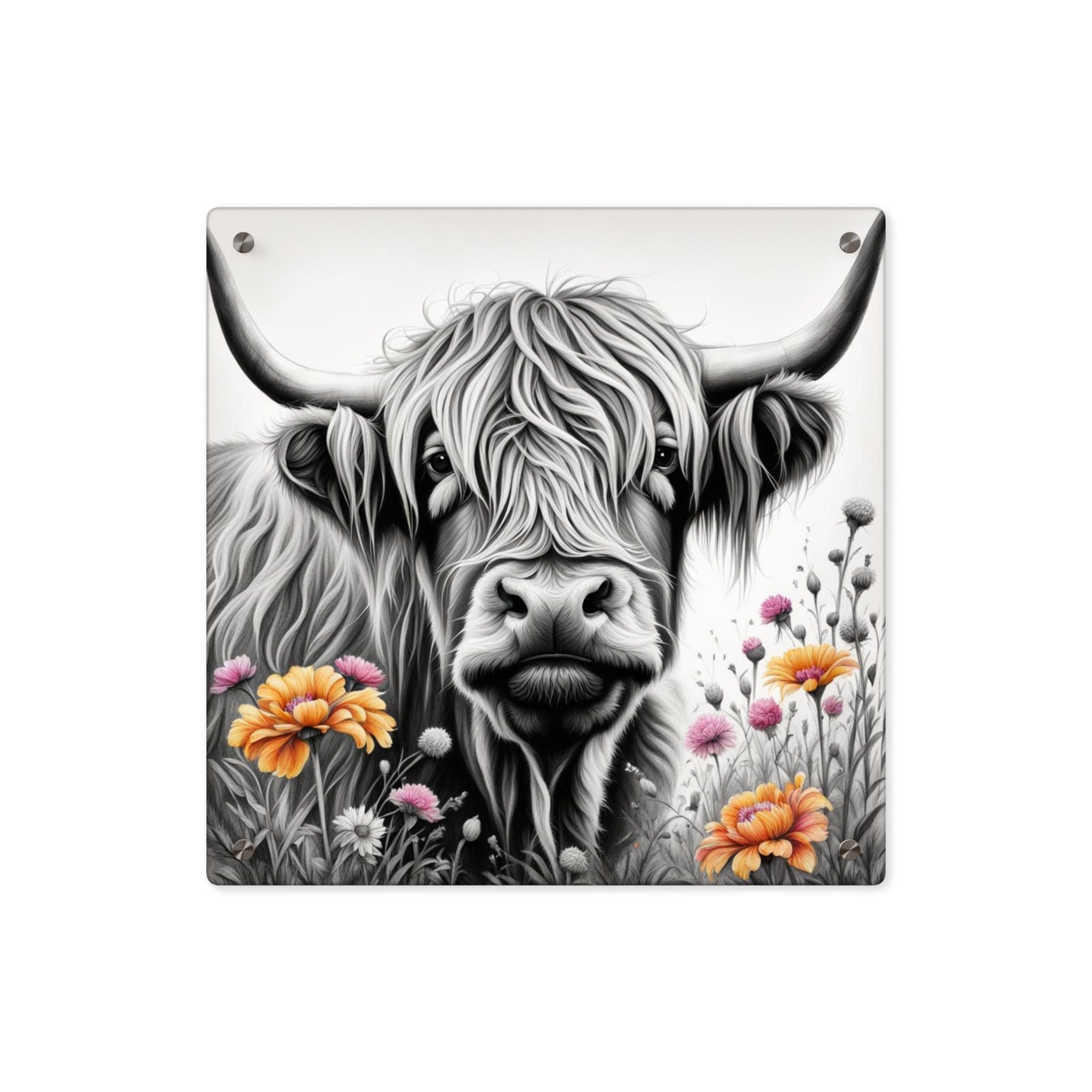 Highland Cow Acrylic Wall Art AI Digital Art Home Décor Ai Art ...