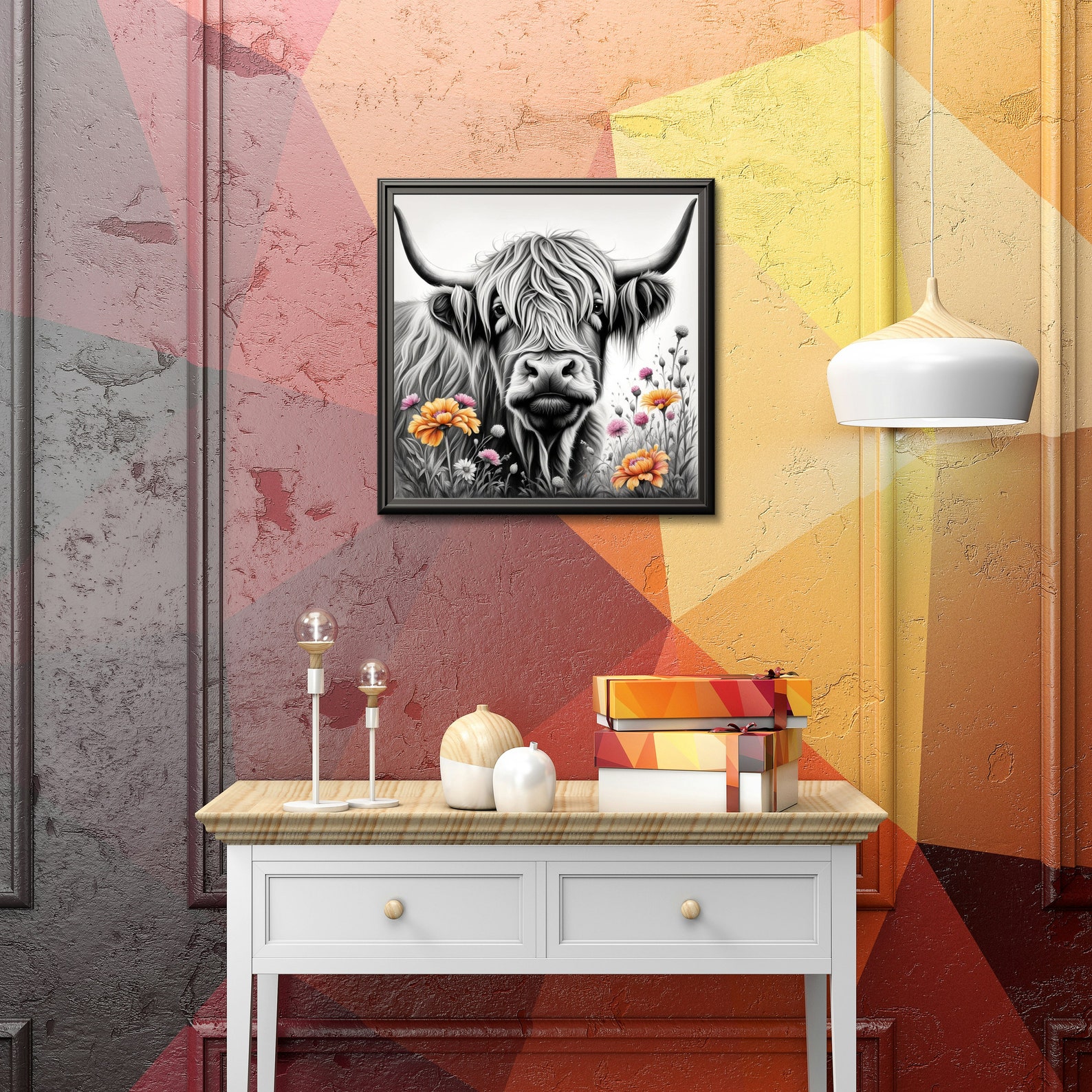 Highland Cow Elegance Highland Cow Wall Art Decorator Wall Art Artful ...