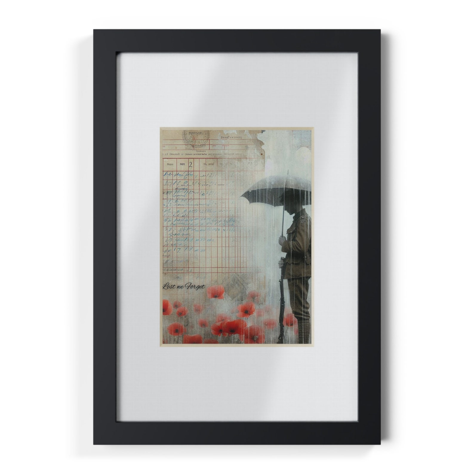 ANZAC Day Commemorative Poster: Vintage Rainy Day Tribute 1 - Black ...
