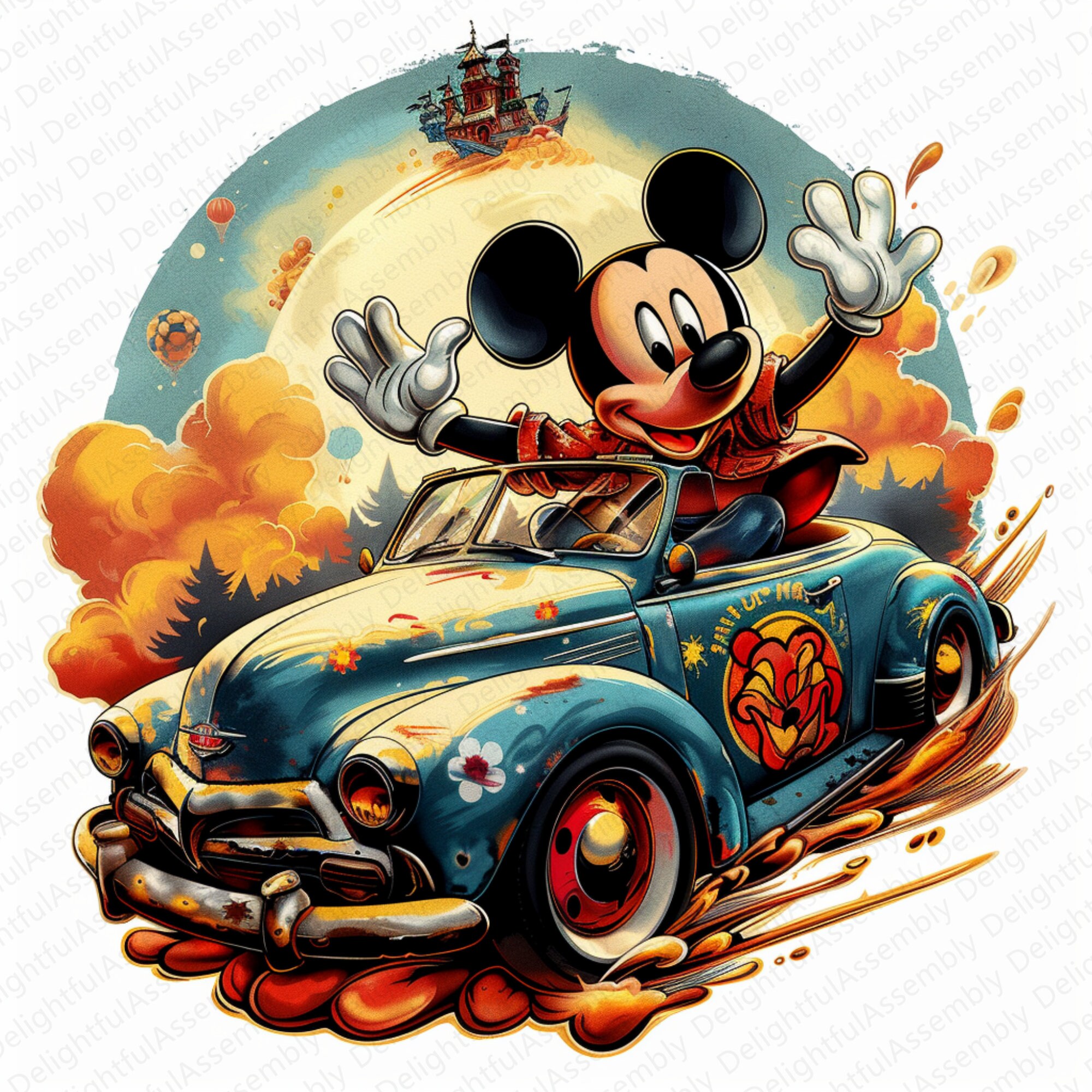 Mickey Mouse Png, the Ship Behind is Sailing mickey Mouse is Sitting on ...