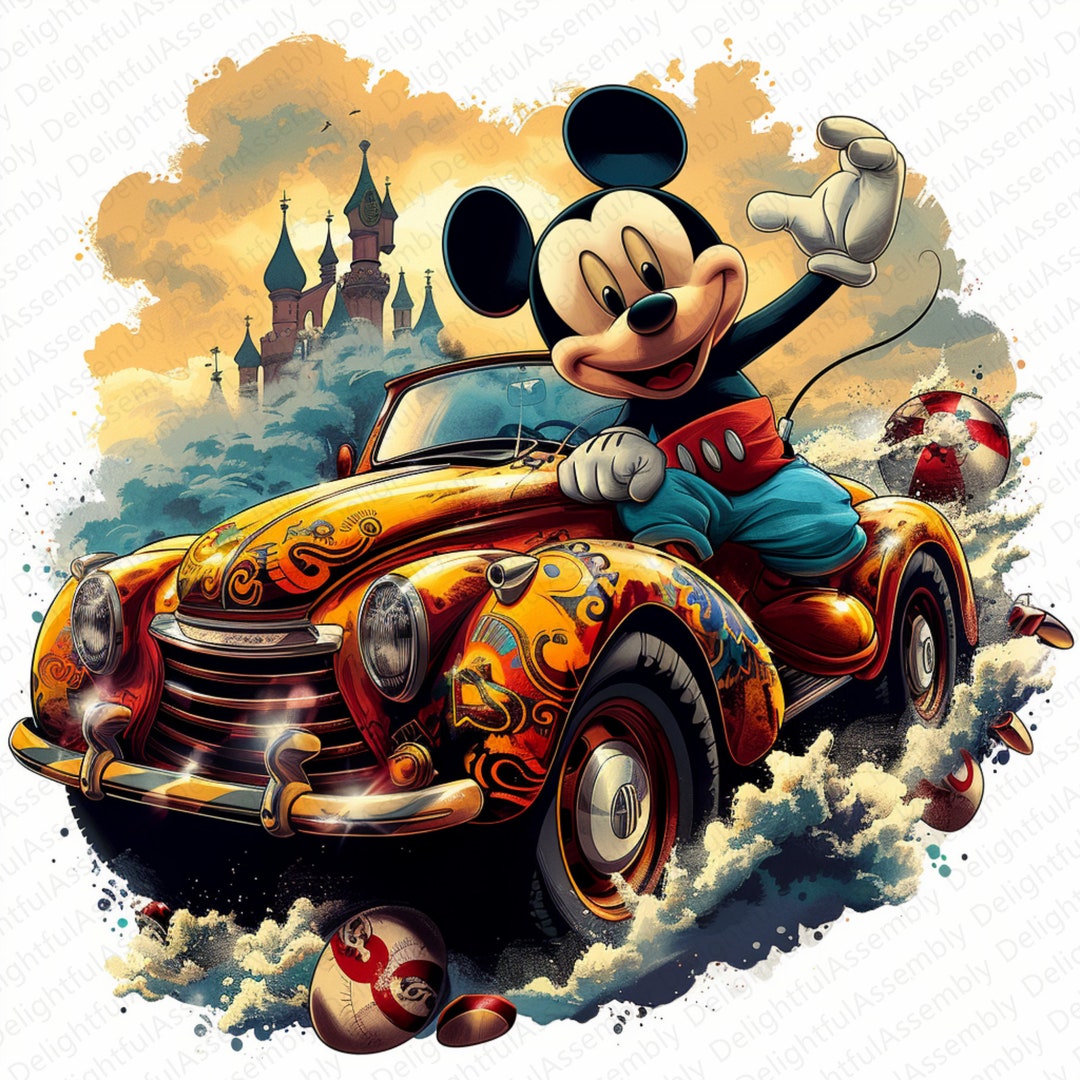 Mickey Mouse PNG Mickey Mouse Sitting on a Sports Car in Front of the ...