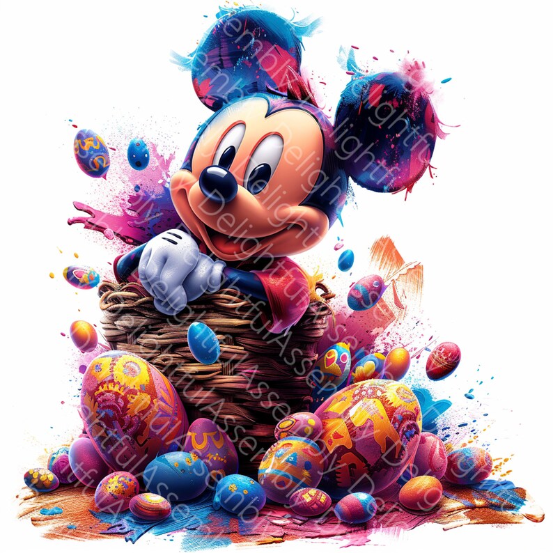Mickey Easter Png,mickey Mouse Celebrates Easter in a Basket Filled ...