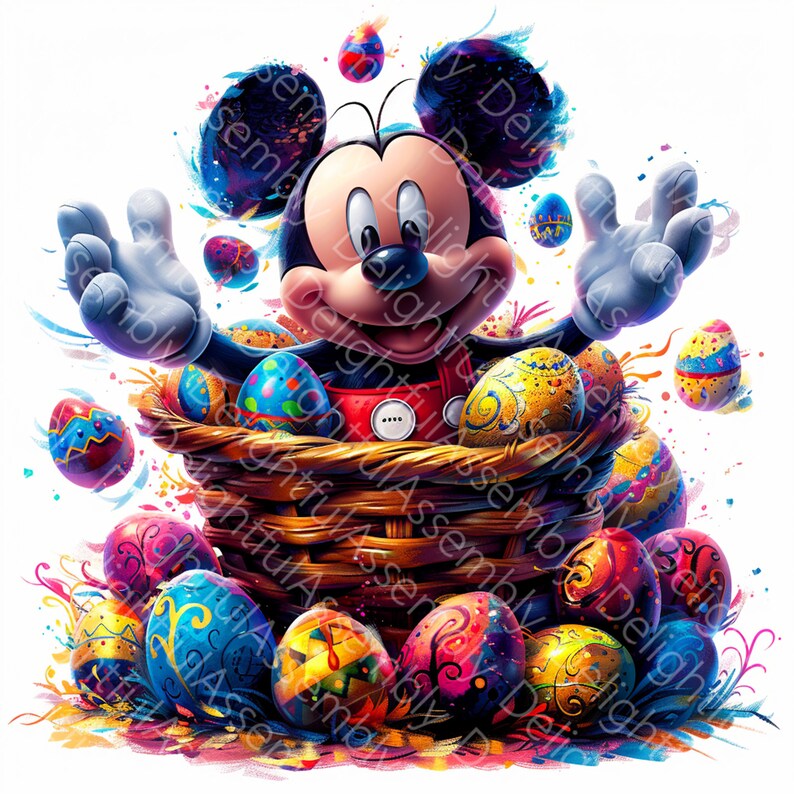 Mickey Easter Png,mickey Mouse Celebrates Easter in a Basket Filled ...