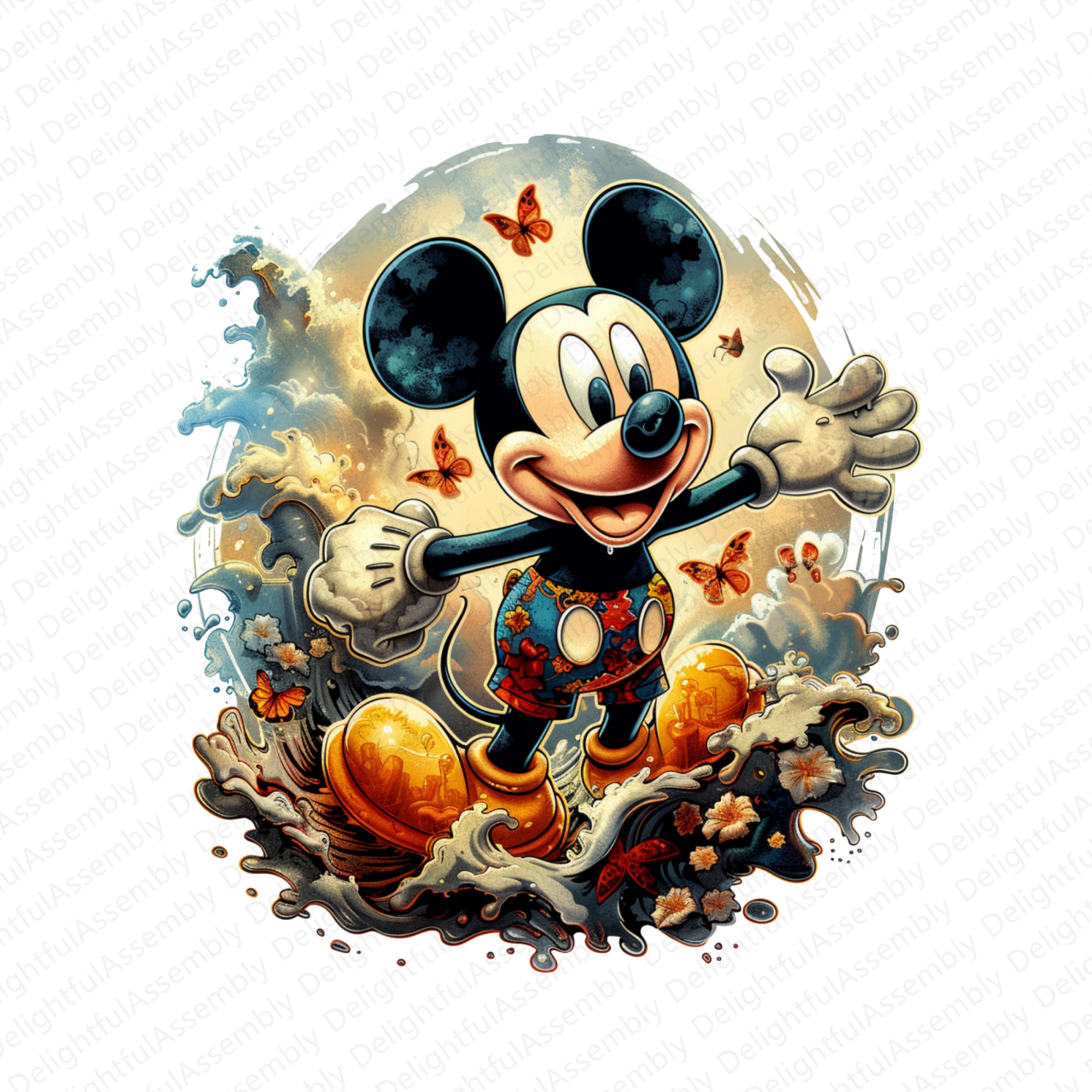 Mickey Mouse Png, the Ship Behind is Sailing mickey Mouse is Sitting on ...