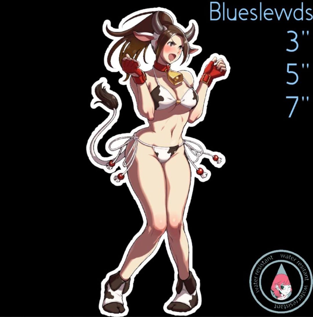 King of Fighters Mai Shiranui Cow Bikini 3" / 5" / 7" Sticker Ecchi Lewd Waifu Decal for Laptop ...