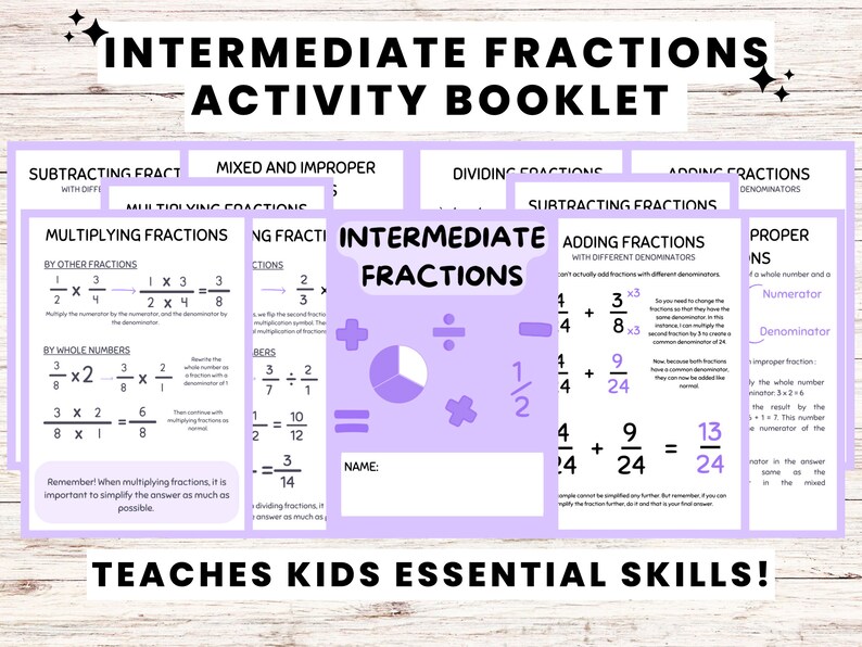 Intermediate Fractions: Activity Booklet - Etsy
