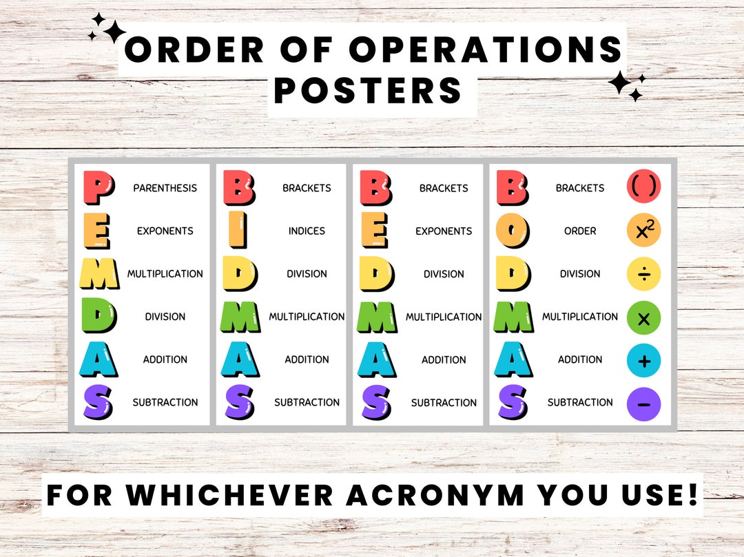 Order of Operations Posters: Includes 4 Variations! - Etsy