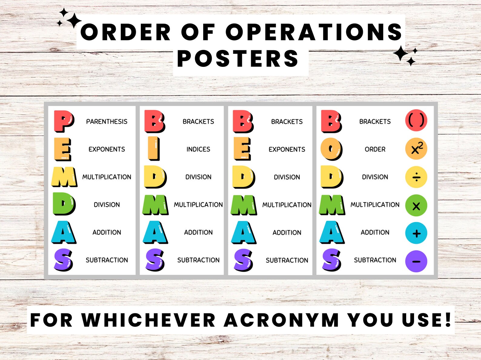 Order of Operations Posters: Includes 4 Variations! - Etsy