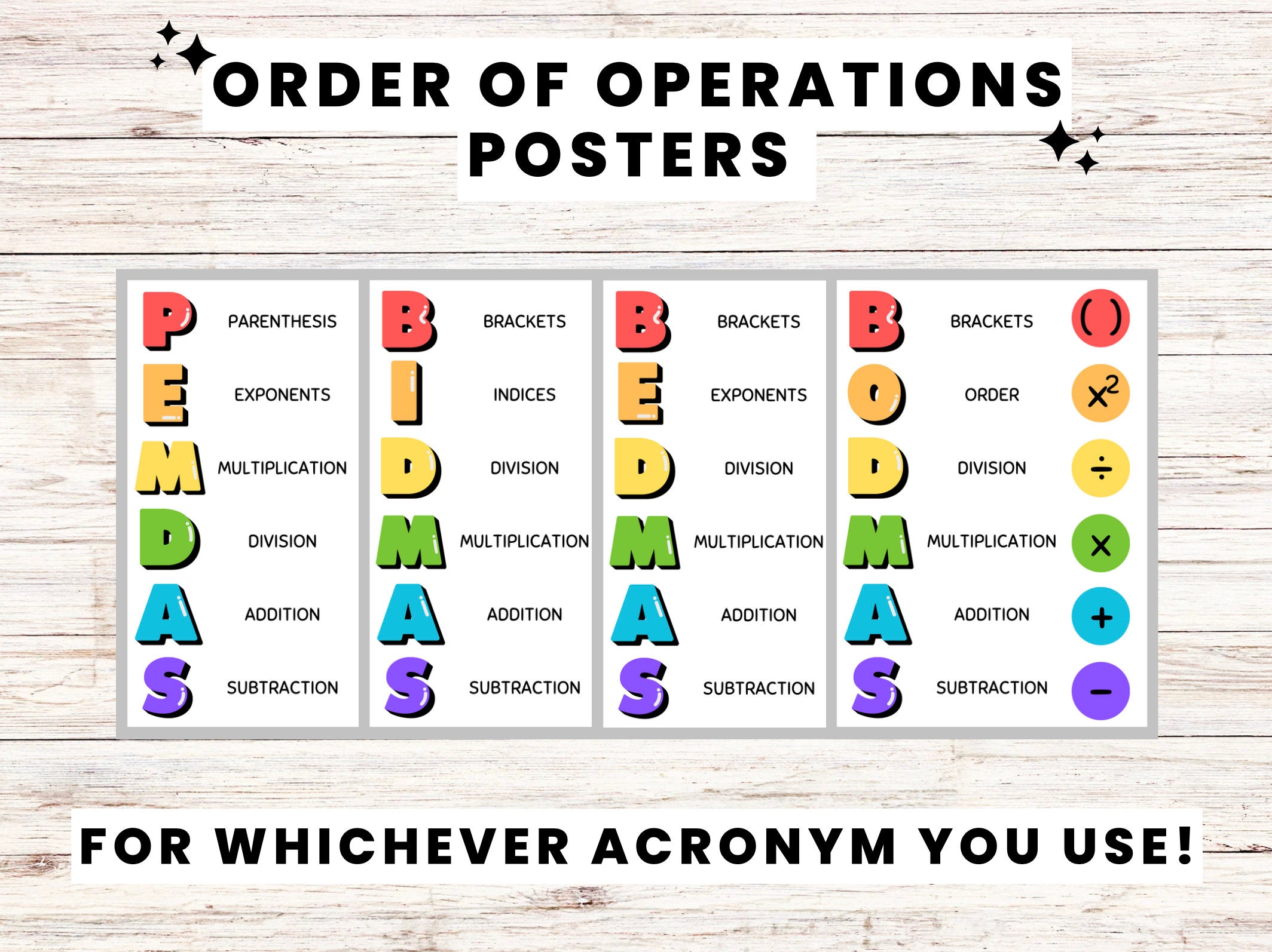 Order of Operations Posters: Includes 4 Variations! - Etsy