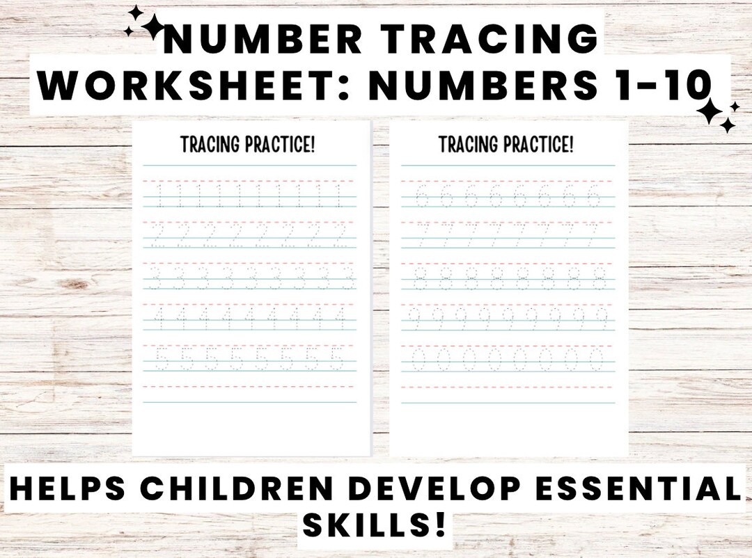 Number Tracing Worksheet: Numbers 0-9 - Etsy