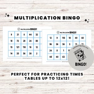 Multiplication Bingo Game – Times Tables Practice (up to 12×12) - Etsy