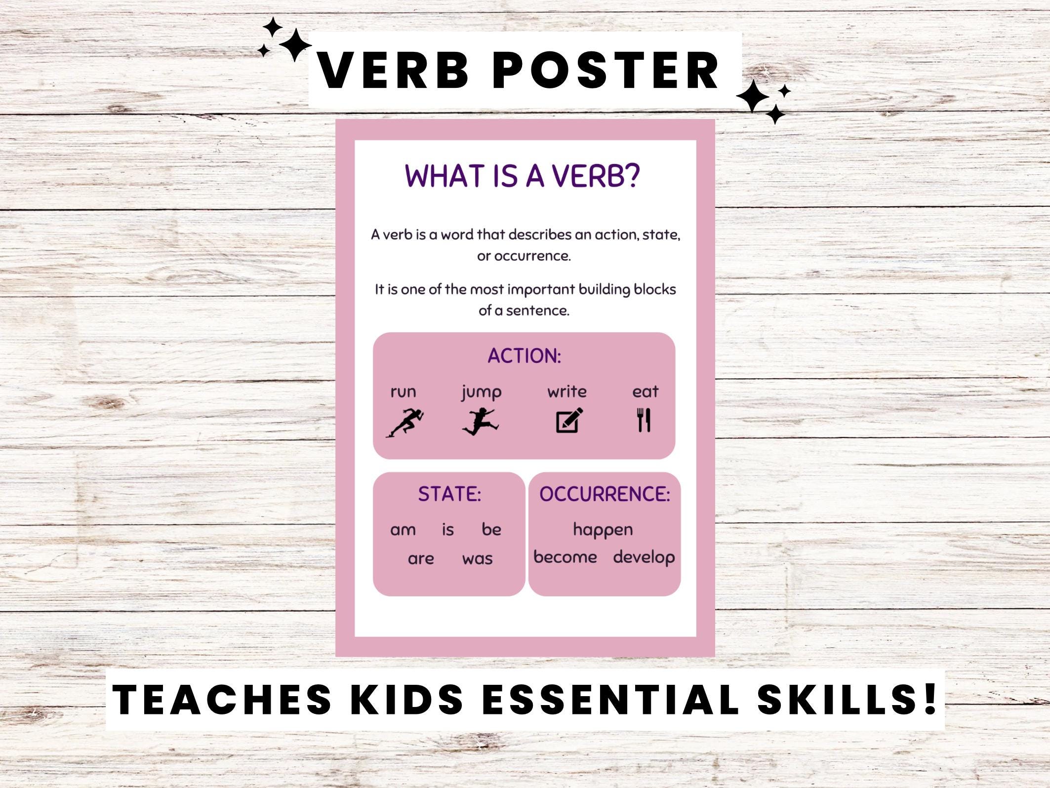 Verb Poster - Etsy