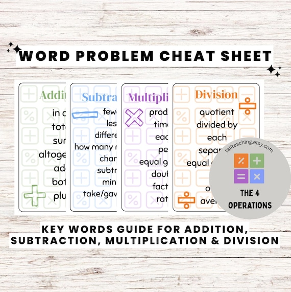 Key Words For Addition Subtraction Multiplication Division