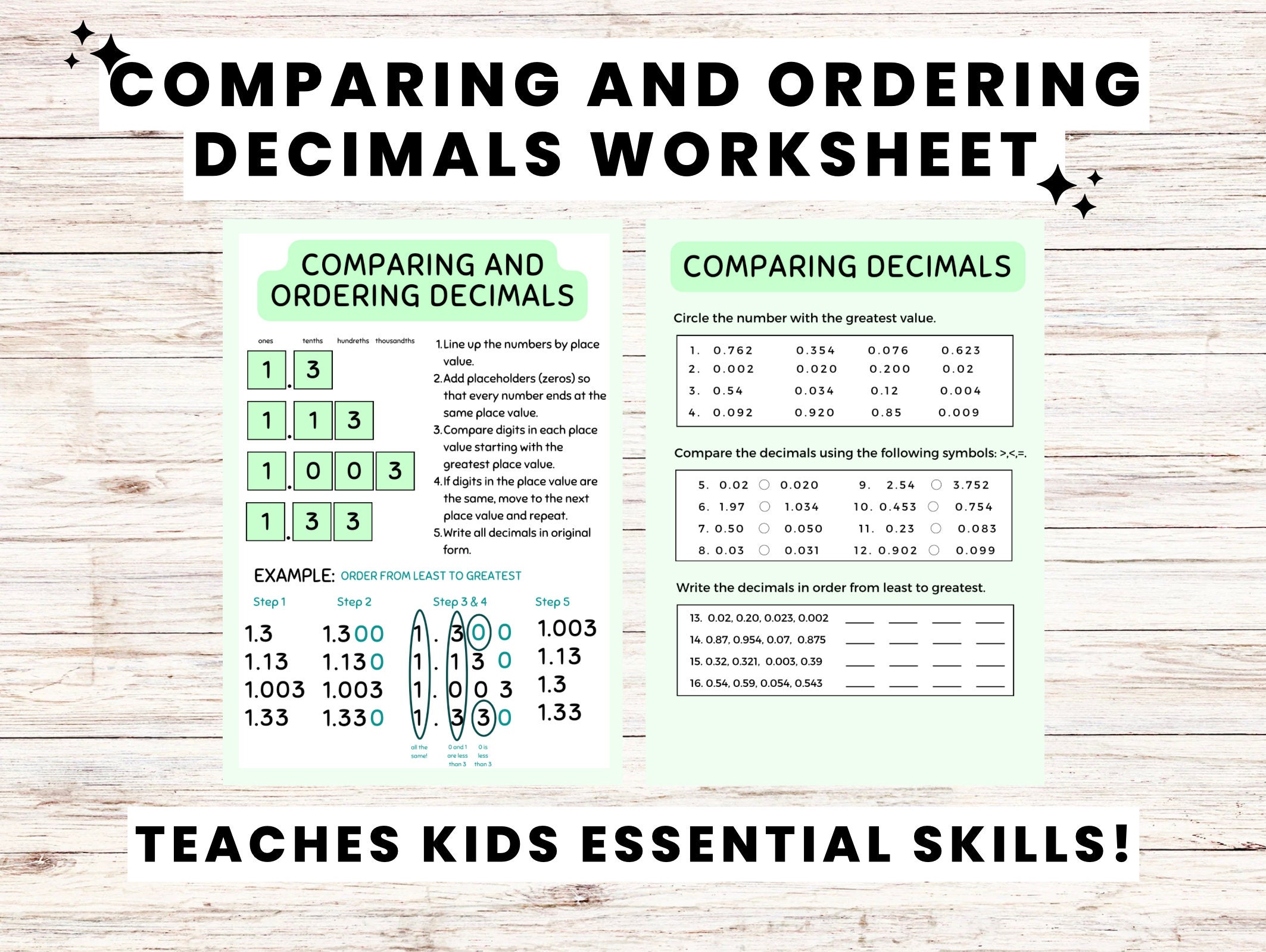 Hoja De Trabajo Para Entender Los Decimales Documentos
