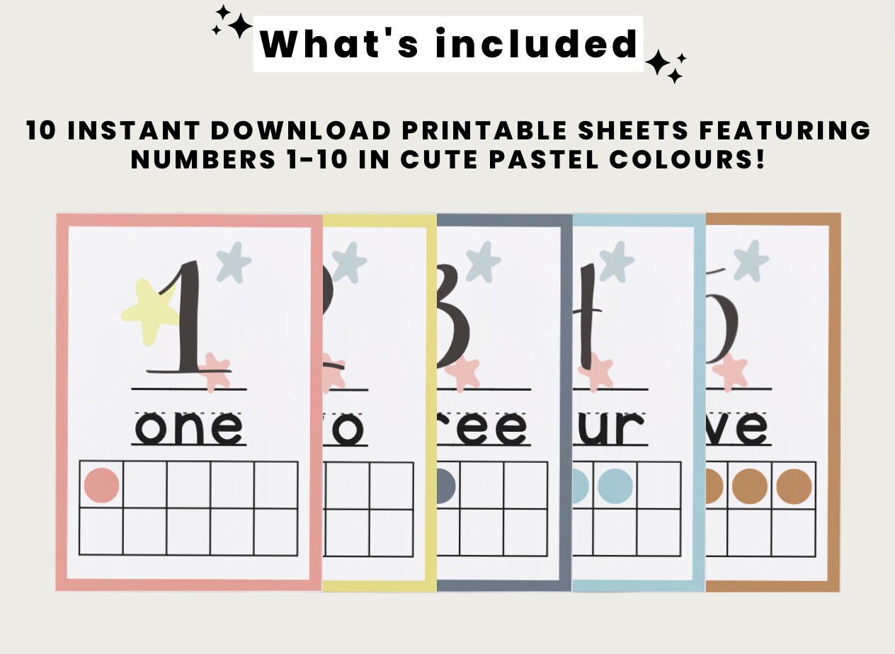 Numbers 1-10 Printable Classroom Wall Decor - Etsy