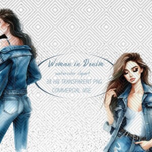 Denim Girl Clipart, Woman in Denim Clipart, Fashion Girl Clipart, Jeans ...