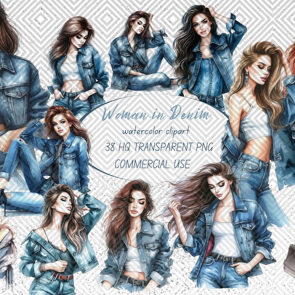 Jeans Girl Clipart - Etsy