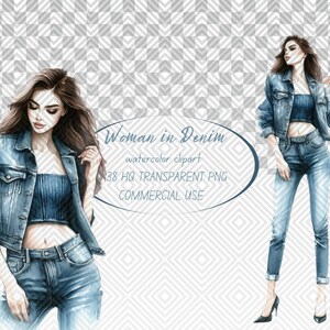 Denim Girl Clipart, Woman in Denim Clipart, Fashion Girl Clipart, Jeans ...