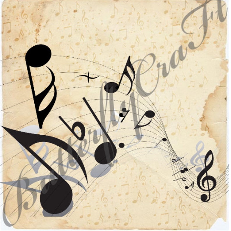 Music Notes Scrapbook Paper, Vintage Music Digital Paper, Digital Notes ...