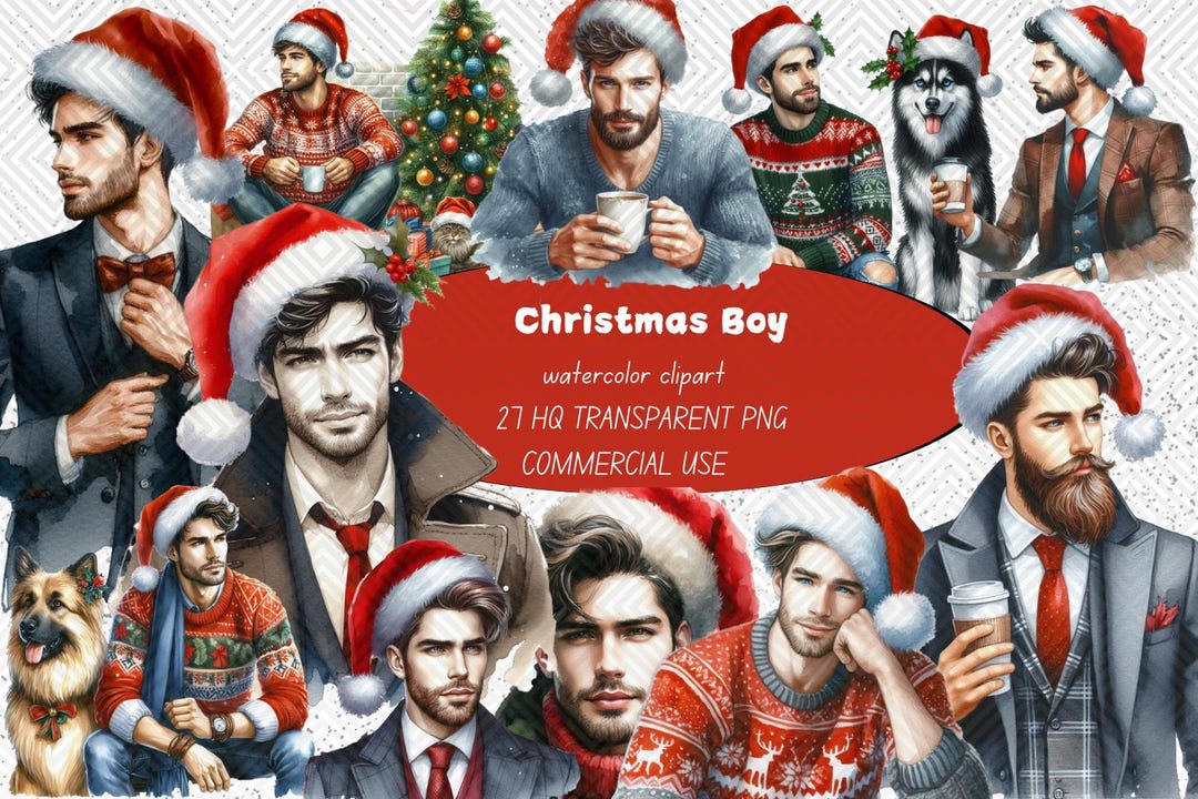 27 Christmas Boy PNG Clipart Bundle, Christmas Illustration Clipart ...