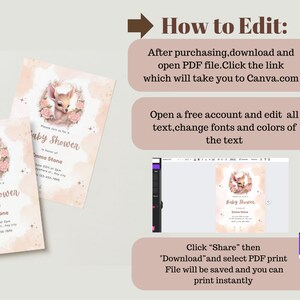 Editable Doe Baby Shower Invitation, Cute Animal Digital Invitation ...