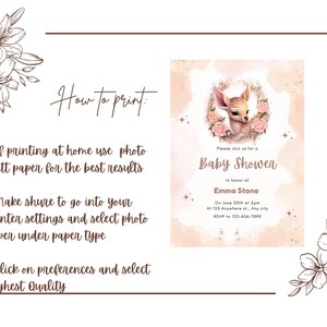 Editable Doe Baby Shower Invitation, Cute Animal Digital Invitation ...