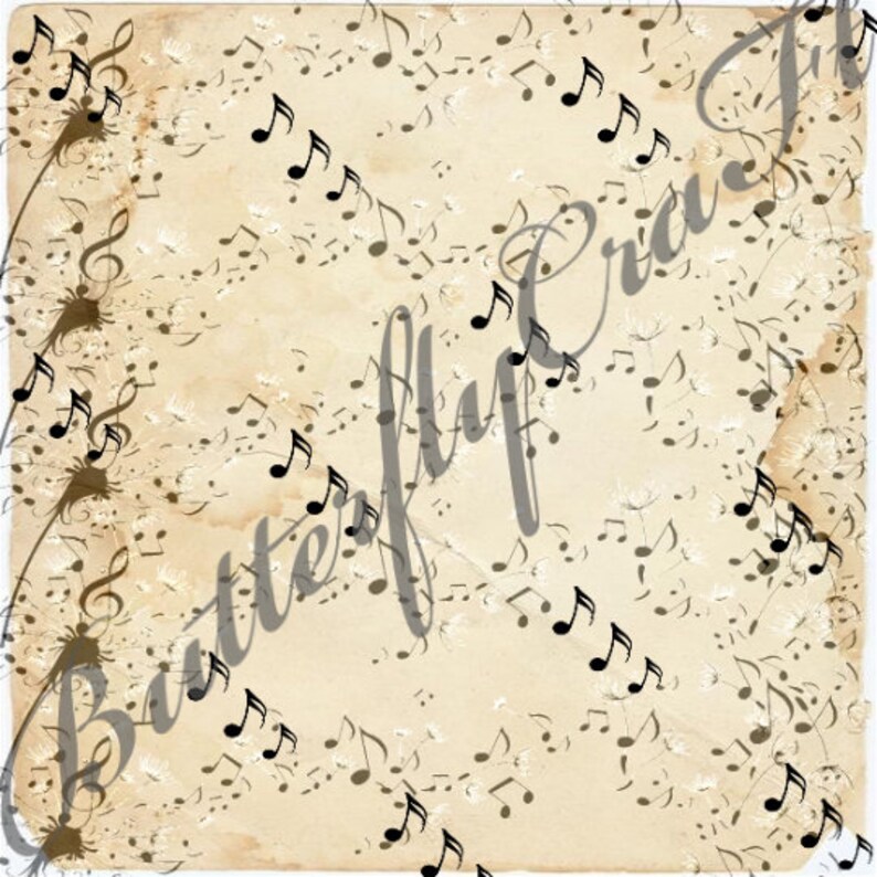 Music Notes Scrapbook Paper, Vintage Music Digital Paper, Digital Notes ...