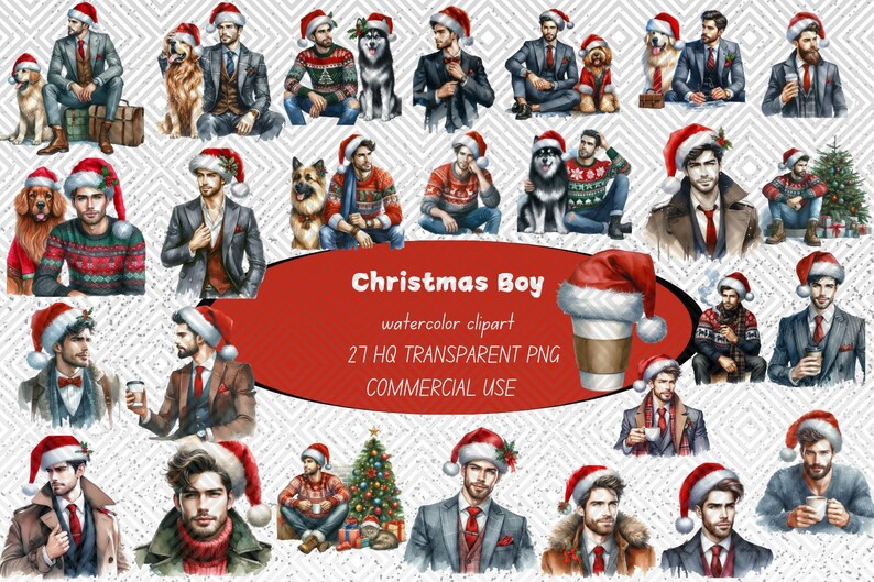 27 Christmas Boy PNG Clipart Bundle, Christmas Illustration Clipart ...