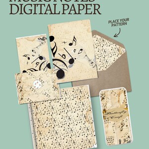 Music Notes Scrapbook Paper, Vintage Music Digital Paper, Digital Notes ...