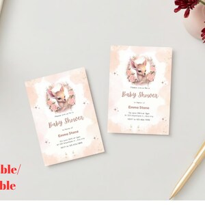 Editable Doe Baby Shower Invitation, Cute Animal Digital Invitation ...