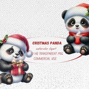 51 Christmas Panda PNG Clipart Bundle, Panda Christmas Illustration ...