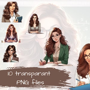 Female Teacher Clipart: Stylish Back to School Graphics (PNG Digital ...