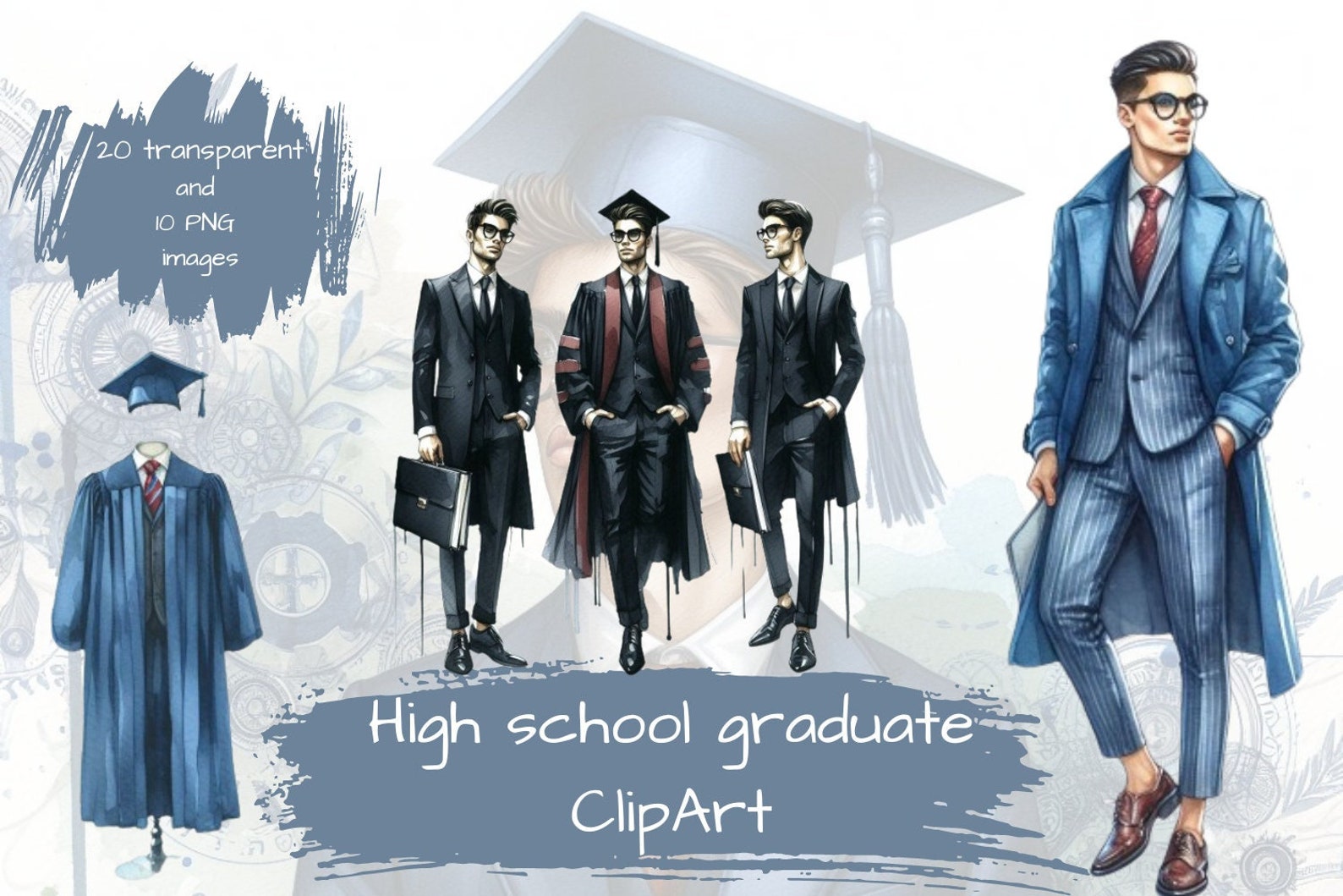 Graduation Boys Clipart, Graduation Png, Elegant Man in a Suit ...