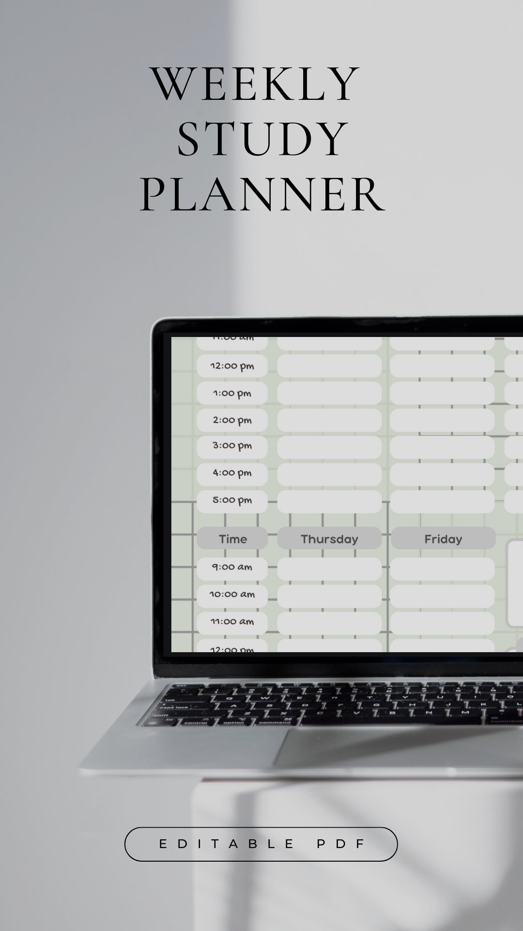 Weekly Study Planner Printable, Daily Study Planner, Study Time Plan ...