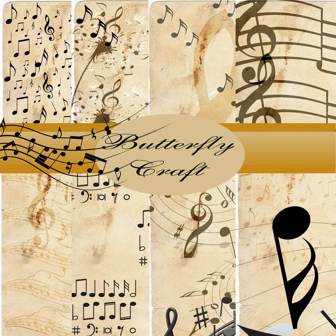 Music Notes Scrapbook Paper, Vintage Music Digital Paper, Digital Notes ...