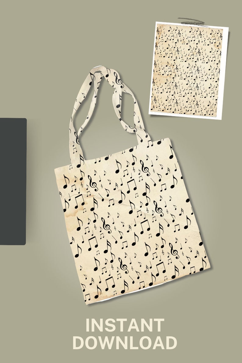 Music Notes Scrapbook Paper, Vintage Music Digital Paper, Digital Notes ...