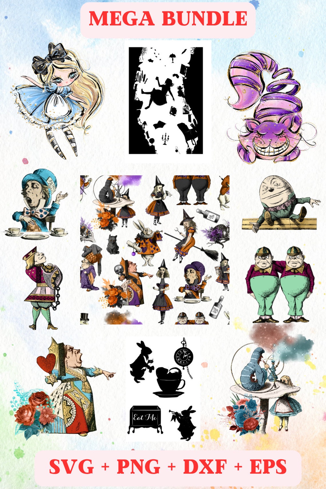 Alice in Wonderland Pictures Mega Bundle 500 Characters, Scenes, Fairy ...
