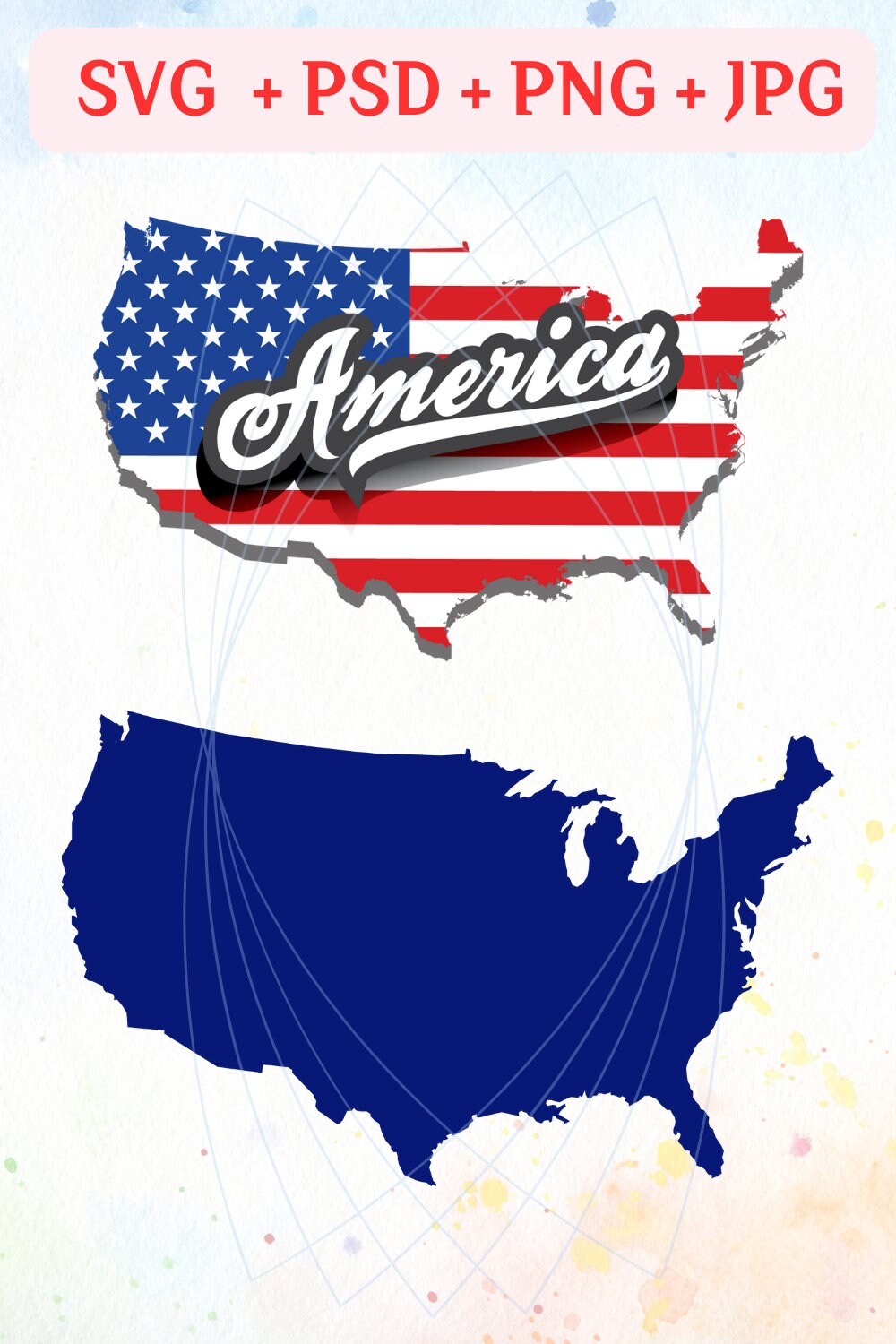 Beautiful U.S. Map in Flag Hues Prints, SVG, Vector Art, PNG Design ...